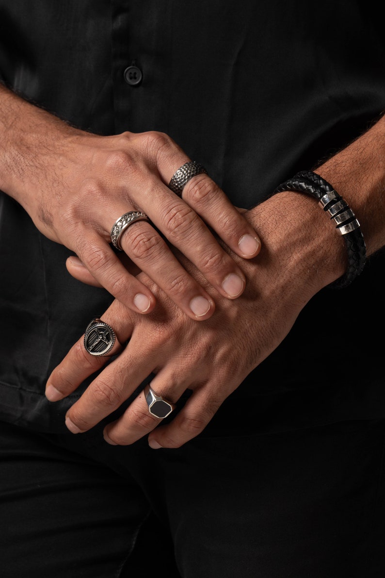 Men’s Cross Ring, Cross Signet Stackable Statement Ring, Men’s Cross ...