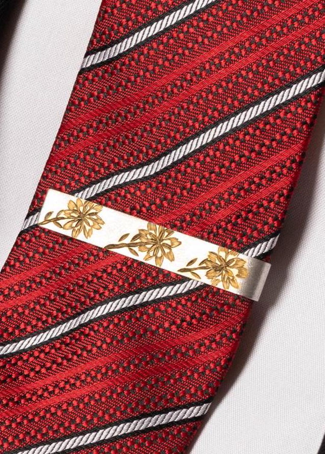 Floral Handcrafted Tie Clip for Men's, Vintage-inspired Tie Clip ...