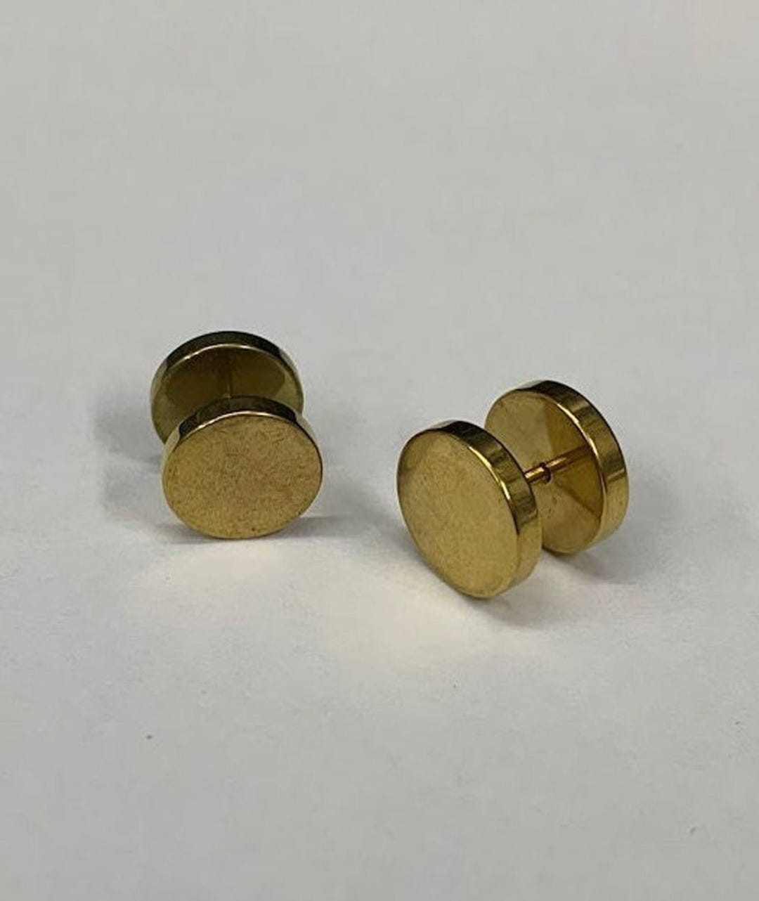 11.9mm Gold Screw Stud Earrings for Men's, Plain Stud Earrings ...