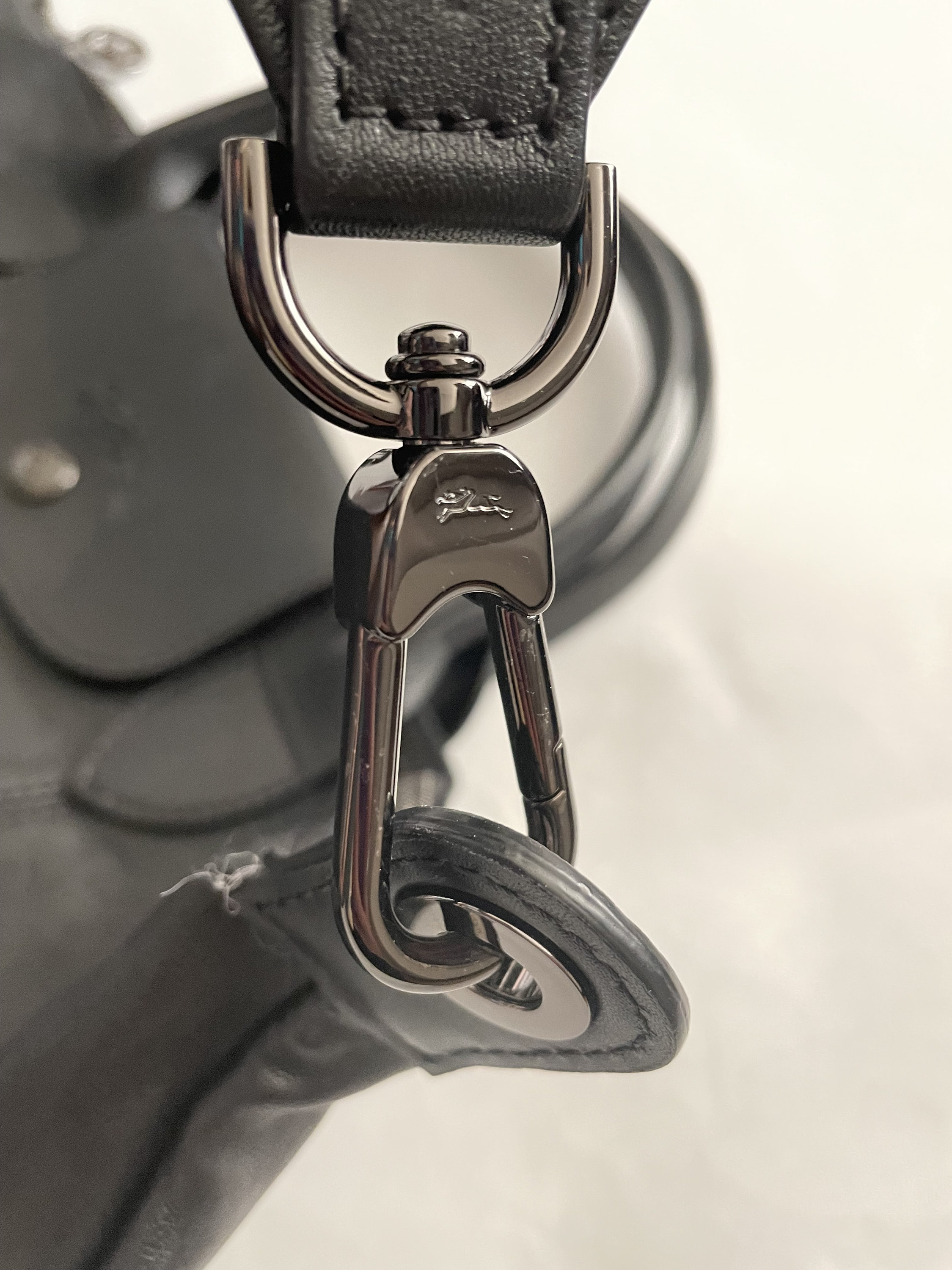 Longchamp Black Leather Top Handles Adjustable Removable Shoulder ...