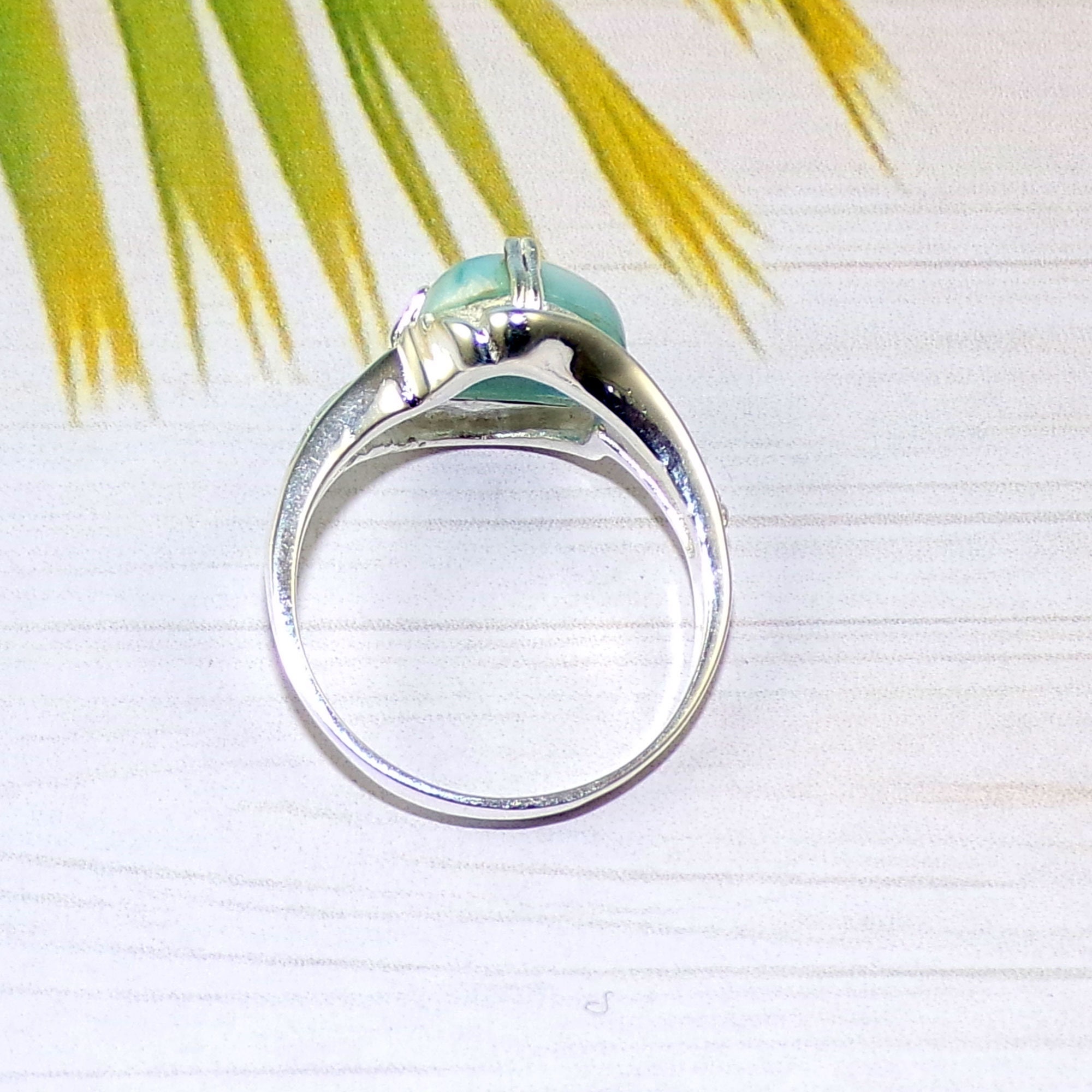 Dainty Larimar Sterling Silver Ring, Handmade Boho Jewelry, Size 9US - Etsy