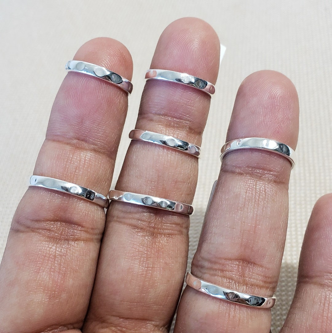 Solid Silver Band Girl's Midi Rings Silver Stack Rings - Etsy