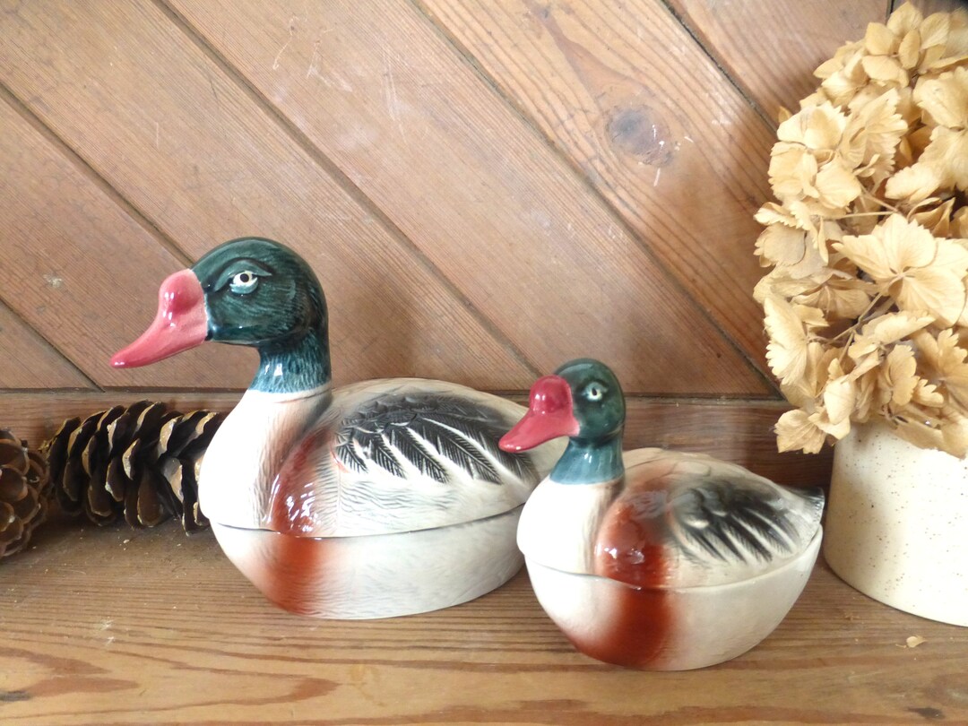 RARE Lovely French Vintage MICHEL CAUGANT Handmade Large + Small Duck ...