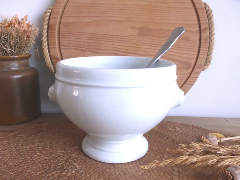 Classic French Vintage APILCO Footed White Porcelain Sz 5.5 Soup Tureen ...