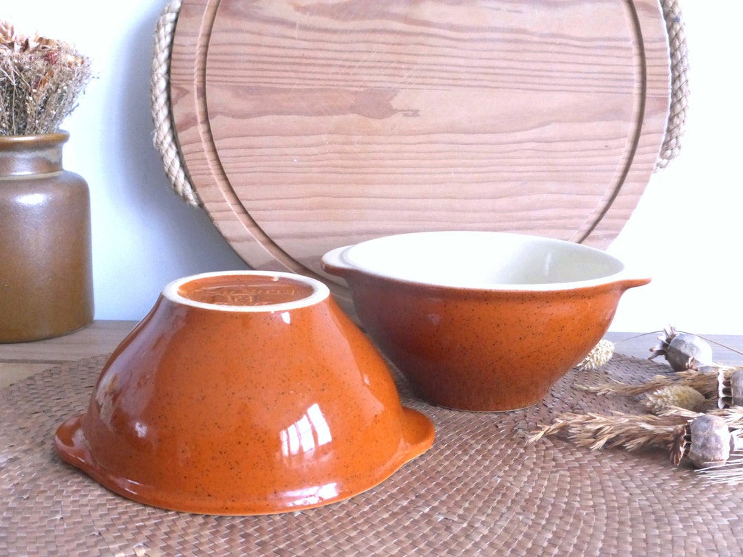 Two Classic French Vintage EMILE HENRY Speckled Caramel Glazed ...