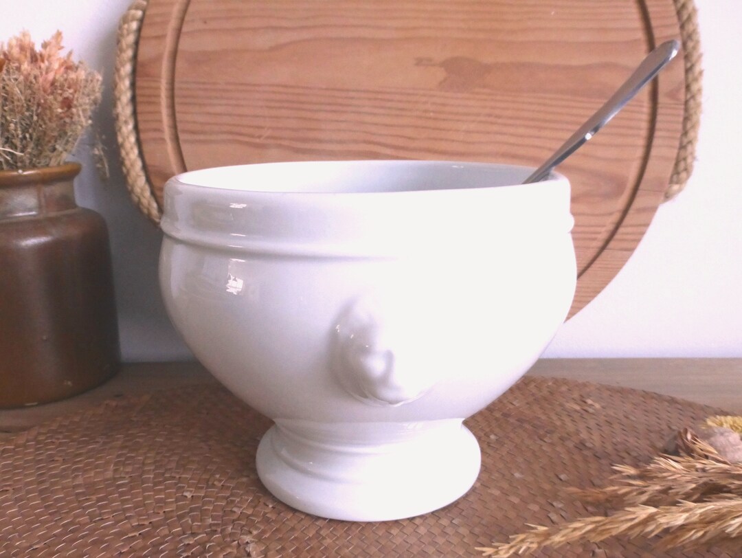 Classic French Vintage APILCO Footed White Porcelain Sz 5.5 Soup Tureen ...