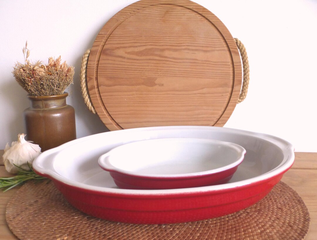 Two Wonderful French Vintage EMILE HENRY Cherry Red Baking Gratin ...