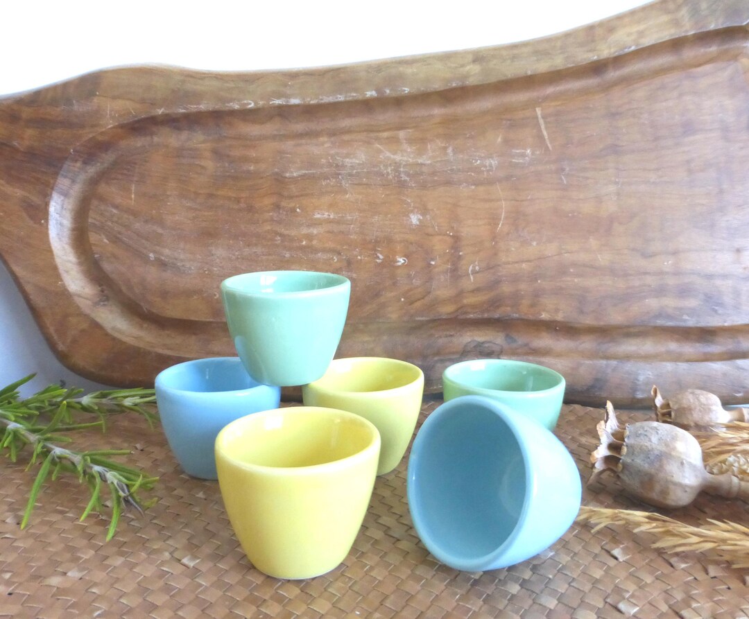 Six French Vintage LONGCHAMP Pastel Colored Ceramic Snail Escargot Pots ...