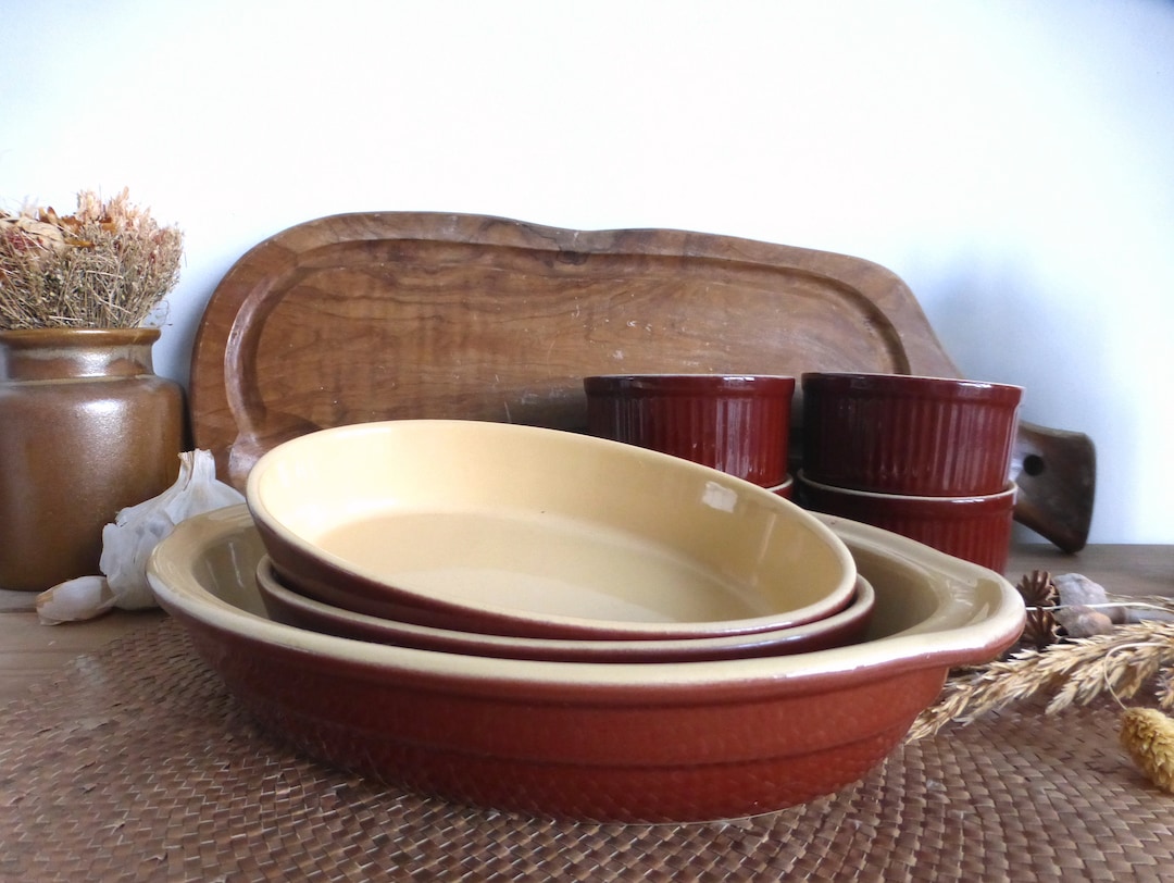 Lovely French Vintage EMILE HENRY Two Tone Cookware - Chocolate Brown ...
