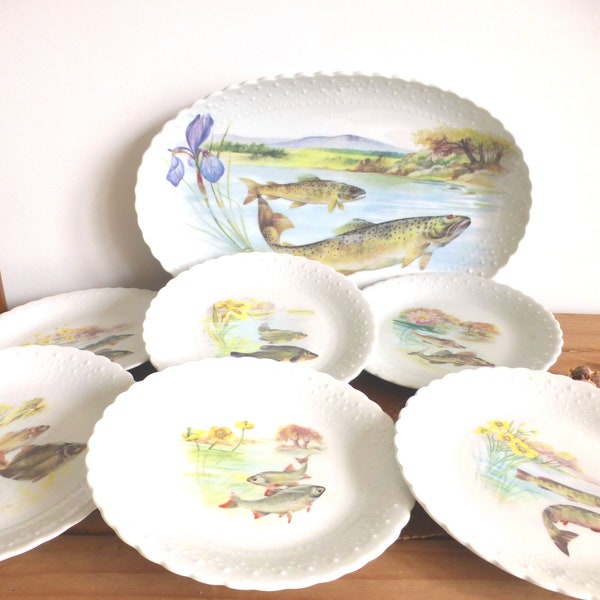 Antique Limoges Fish Plates Set - Etsy