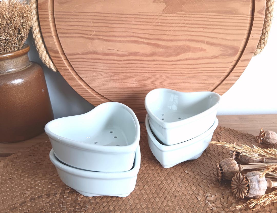 Two Vintage APILCO White Porcelain Heart-shaped Cheese Molds - Guest ...