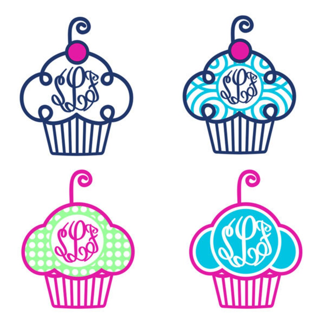 Cupcake Monogram Cuttable Design PNG DXF SVG & Eps File for - Etsy