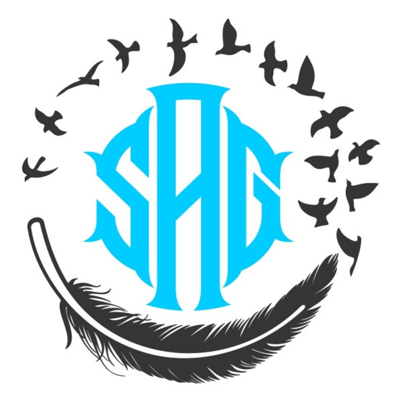 Feather Monogram Cuttable Design PNG DXF SVG & Eps File for - Etsy