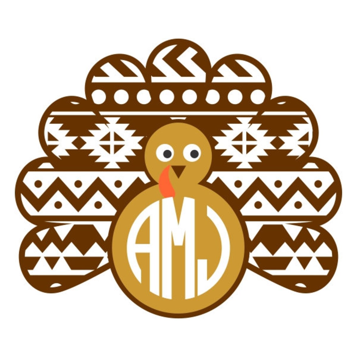 Aztec Turkey Monogram Frame Cuttable Design PNG DXF SVG & Eps | Etsy