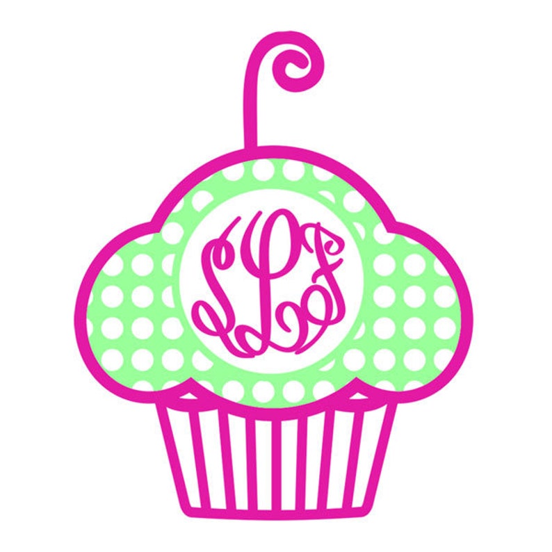 Cupcake Monogram Cuttable Design PNG DXF SVG & Eps File for - Etsy