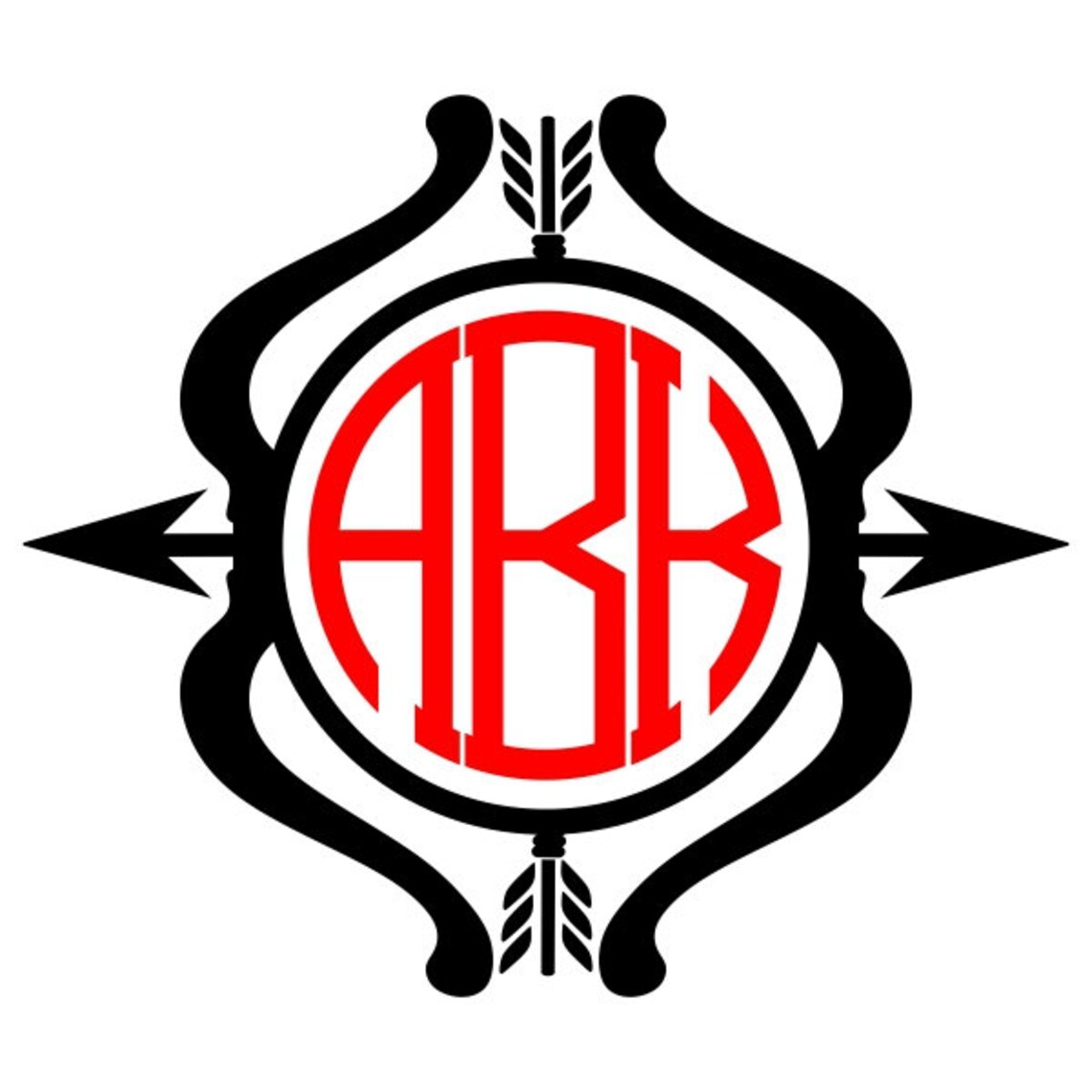 Arrow and Bow Monogram Frame Cuttable Design PNG DXF SVG & eps | Etsy