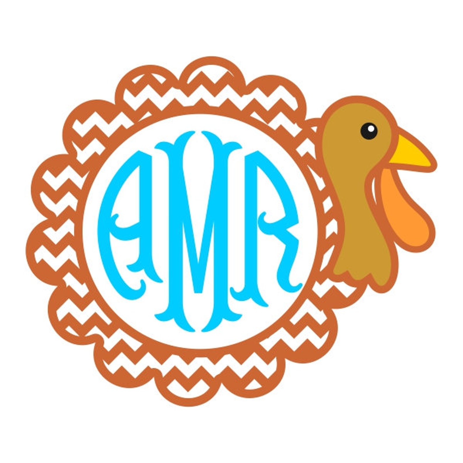 Thanksgiving Native America Turkey Pilgrim Feather Monogram - Etsy