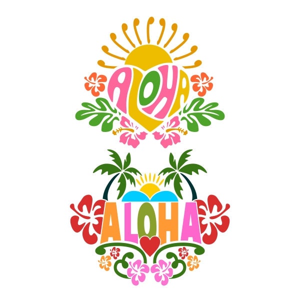 Colorful Aloha Cuttable Design PNG DXF SVG & Eps File for - Etsy