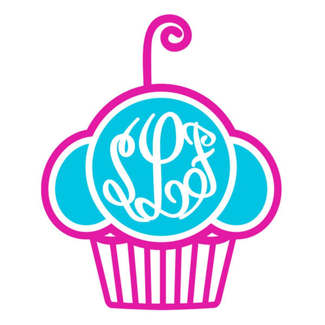 Cupcake Monogram Cuttable Design PNG DXF SVG & Eps File for - Etsy