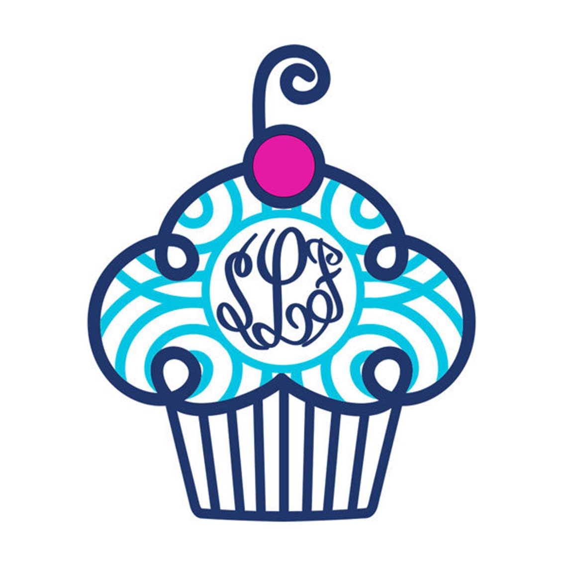 Cupcake Monogram Cuttable Design PNG DXF SVG & Eps File for | Etsy