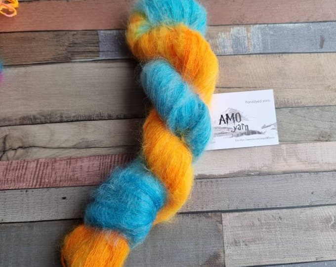 Amoyarn Handdyed Yarn Fluff - Irn Bru Kid Mohair / Silk - Etsy