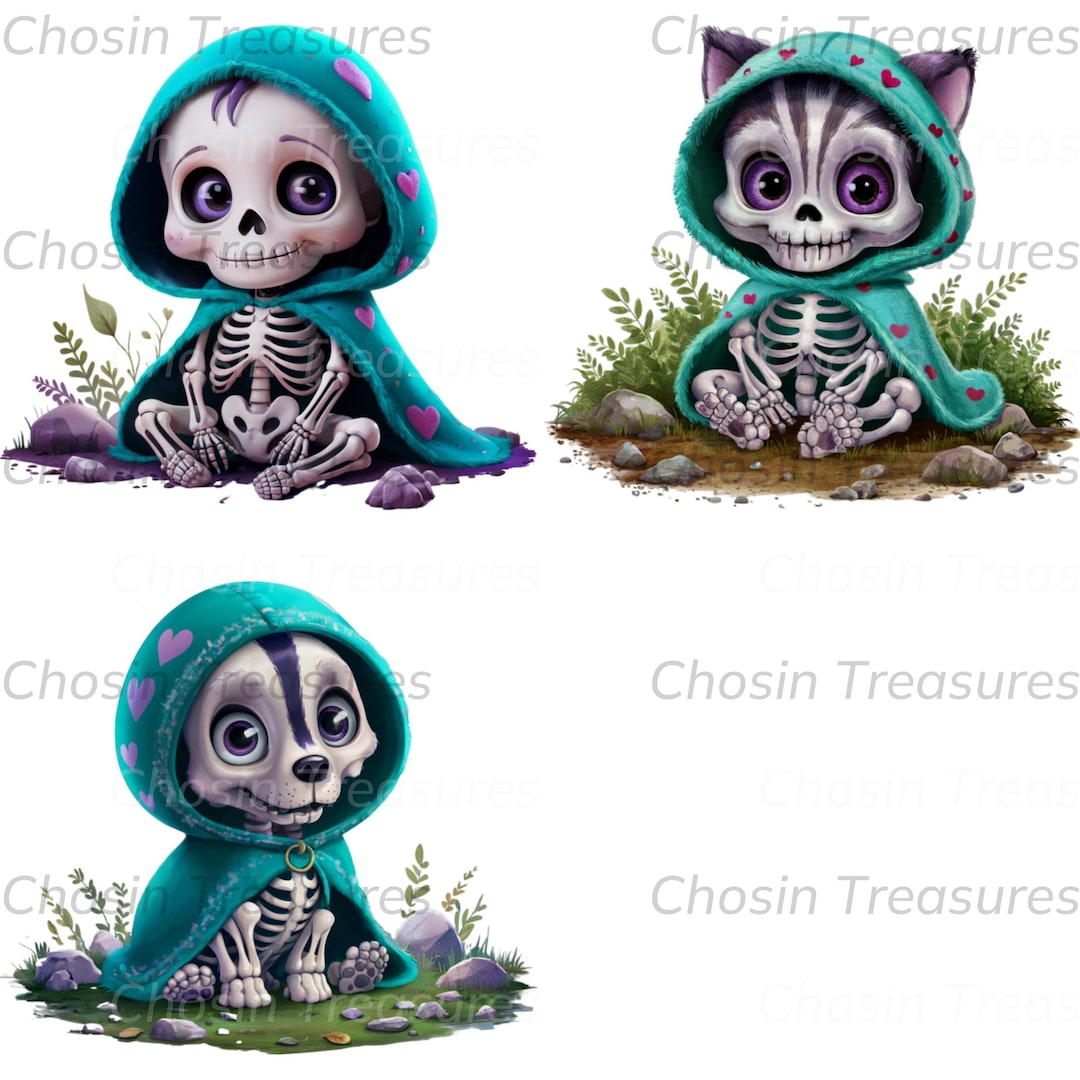 Cute Skeleton Clipart - Instant Download Sublimation Design - Halloween ...