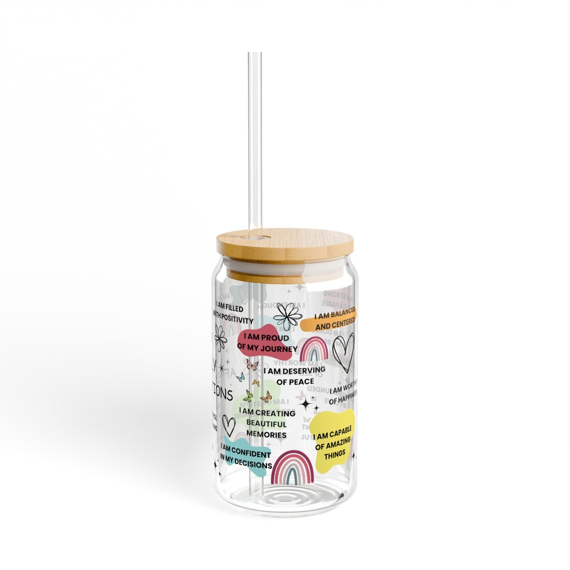 Daily Affirmation Motivational Glass Tumbler Mental Health Tumbler ...