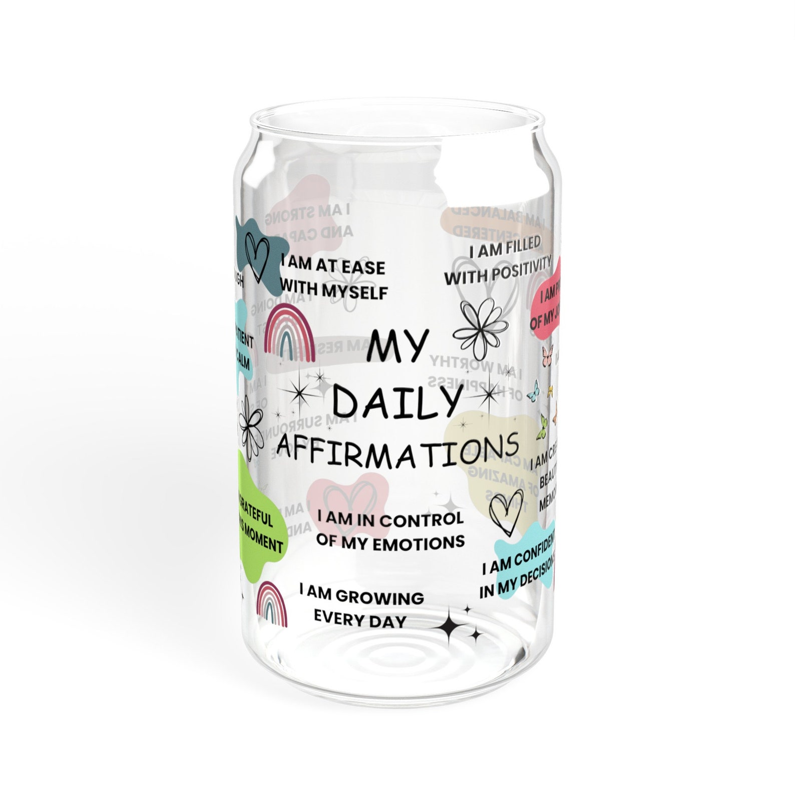 Daily Affirmation Motivational Glass Tumbler Mental Health Tumbler ...