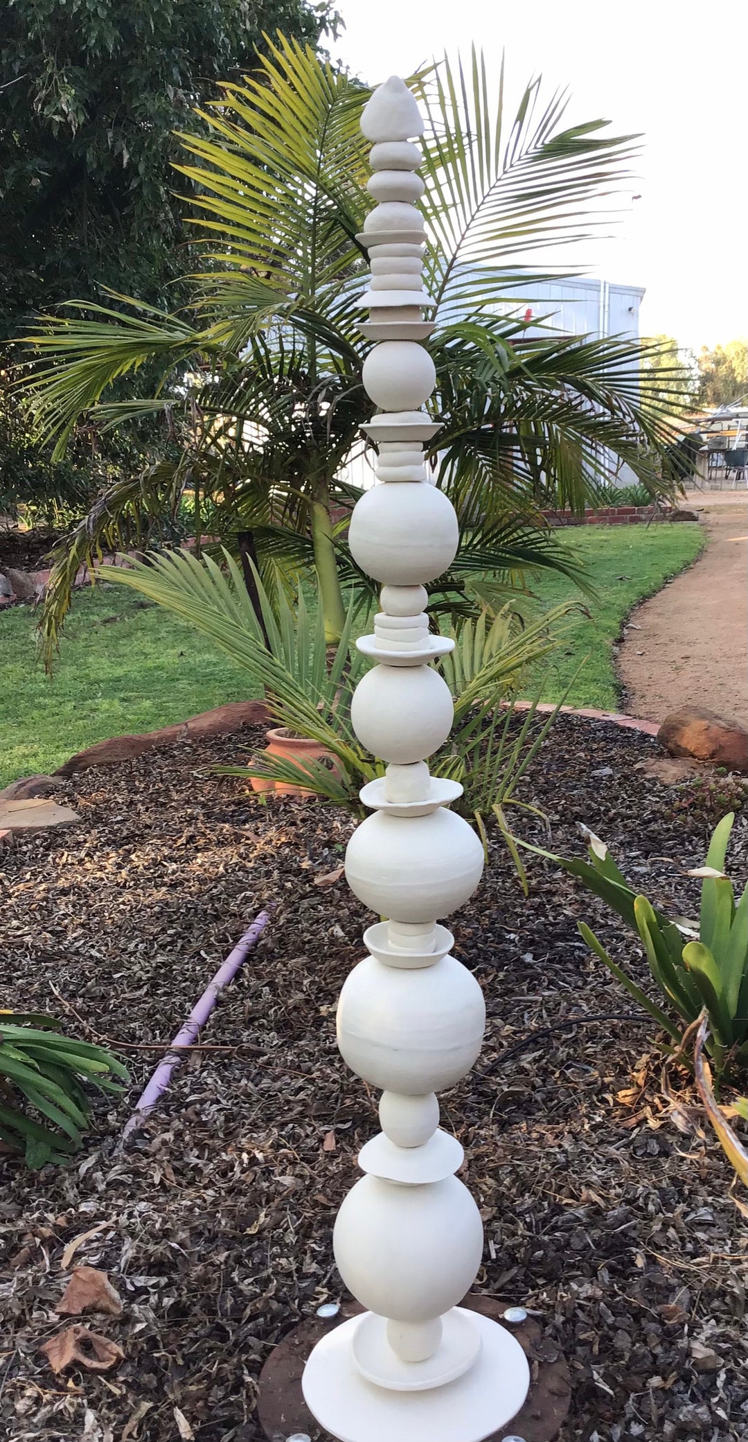Pure, Bare, White, Organic Pottery Totem Pole. Bohemian, Yard Art ...