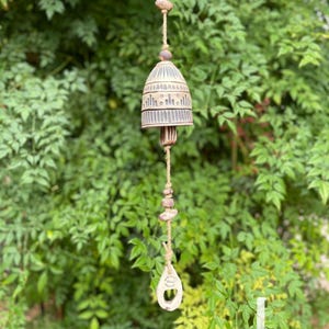 Pottery / Ceramic Bell, Hand Carved and Oxide Wind Chime, Earthy and ...