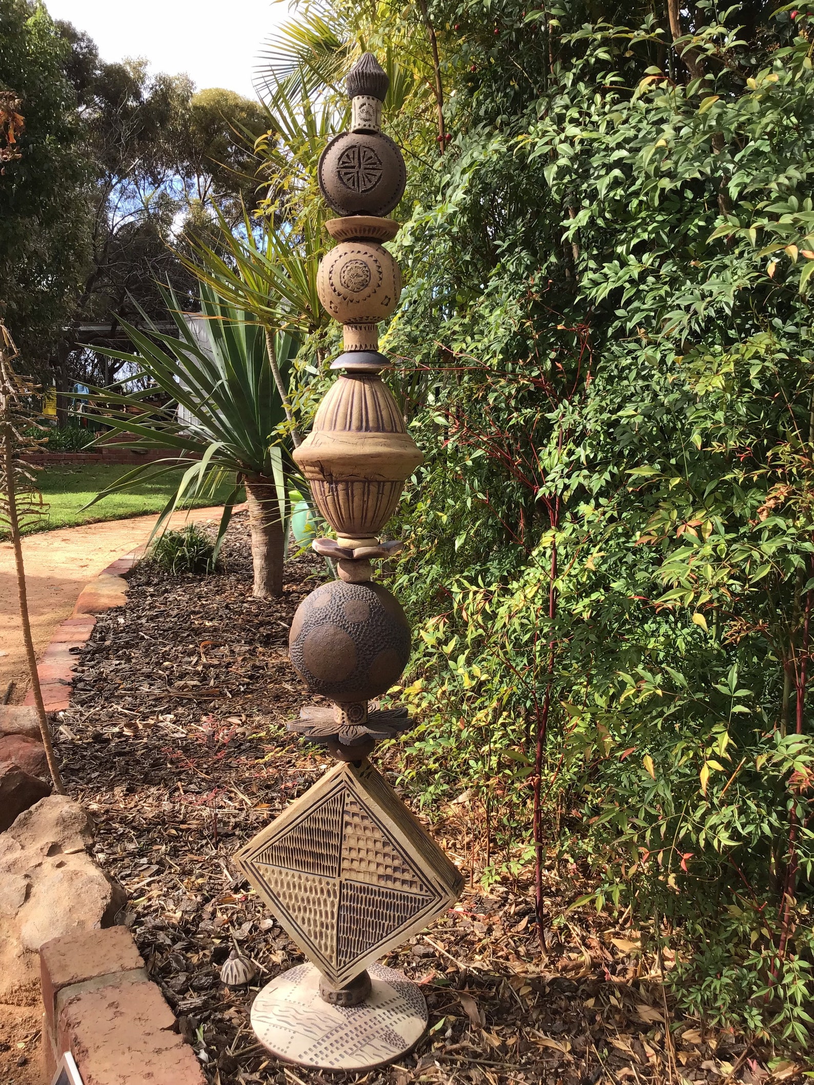 Pottery Totem Pole Yard Art Garden Sculpture. Earthy and - Etsy