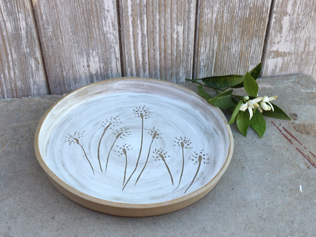 Decorative High Edged Pottery Plate. Natural Bare Clay, Organic ...