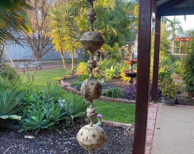 Pottery Hanging Totem, Garden Sculpture, Yard Art. Earthy, Natural, Eye ...
