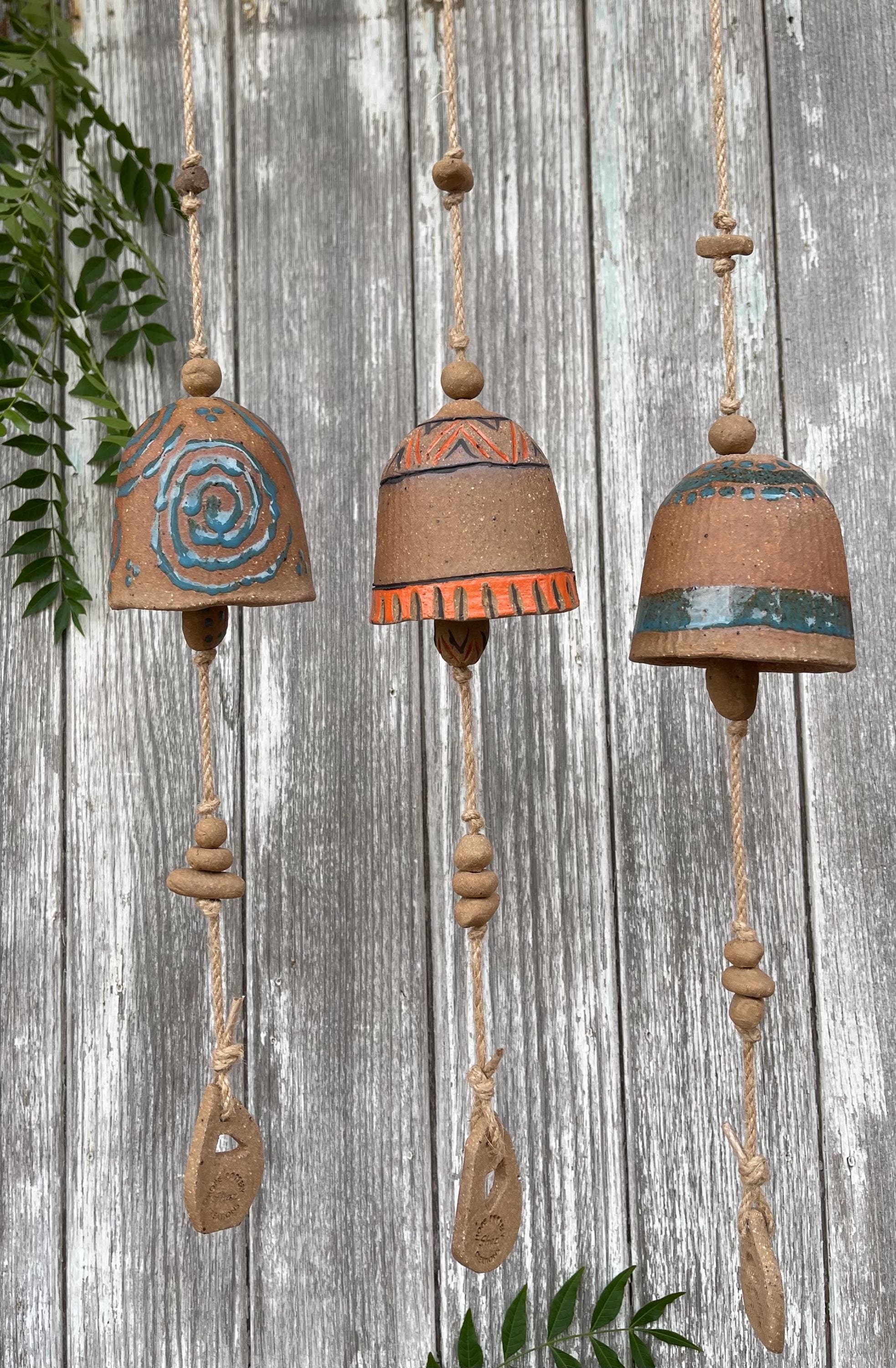 Pottery / Ceramic Bell, Wind Chime, Earthy and Natural Clay. Garden Art ...