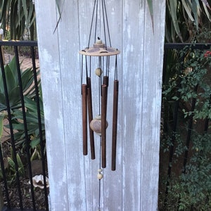 Large Pottery and Copper Pipe, Wind Chime. Natural & Earthy. Garden Art ...