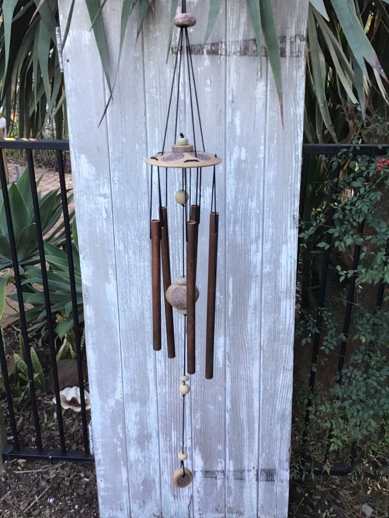 Large Pottery and Copper Pipe Wind Chime. Natural & Earthy. - Etsy