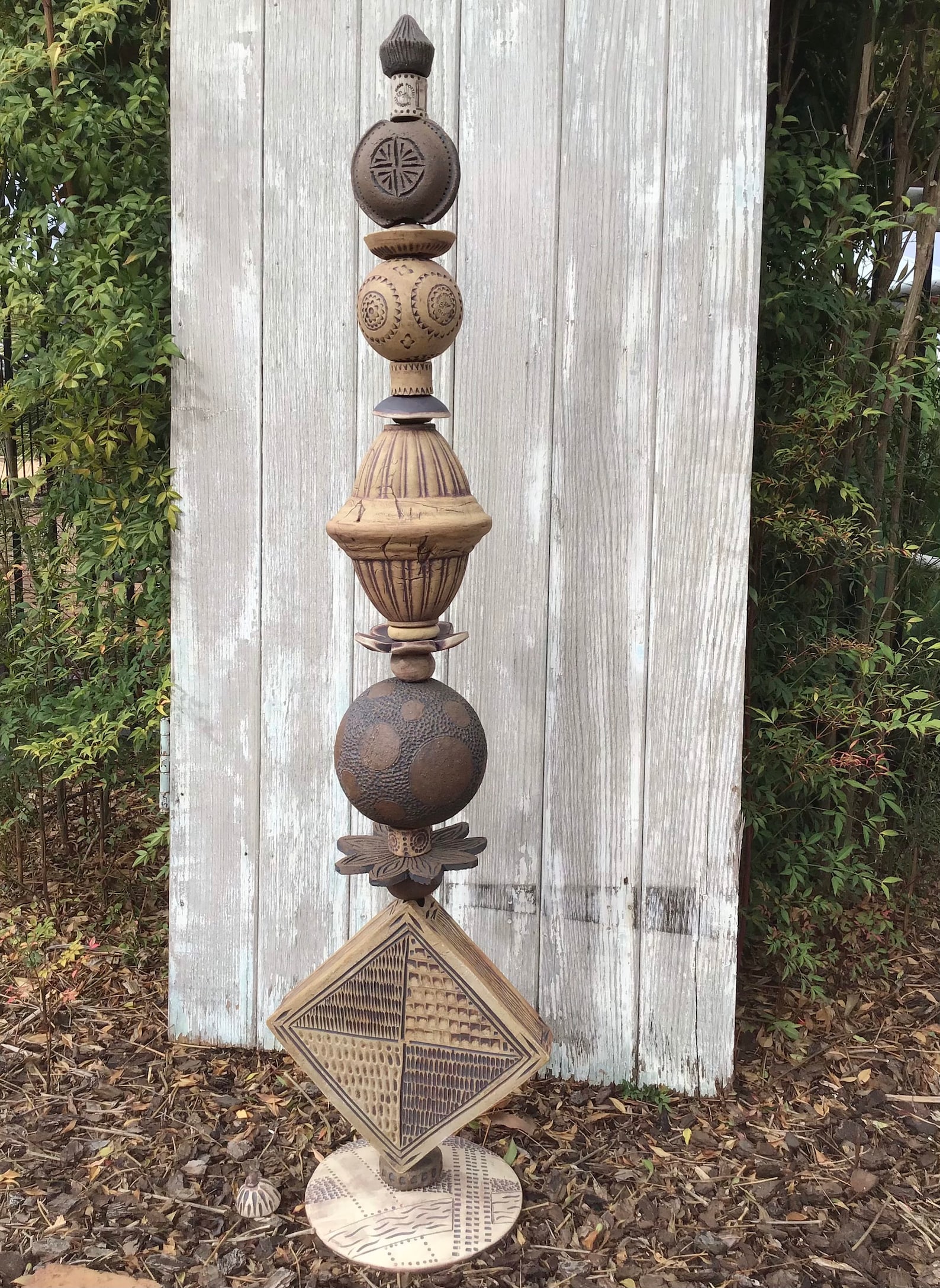 Pottery Totem Pole Yard Art Garden Sculpture. Earthy and - Etsy