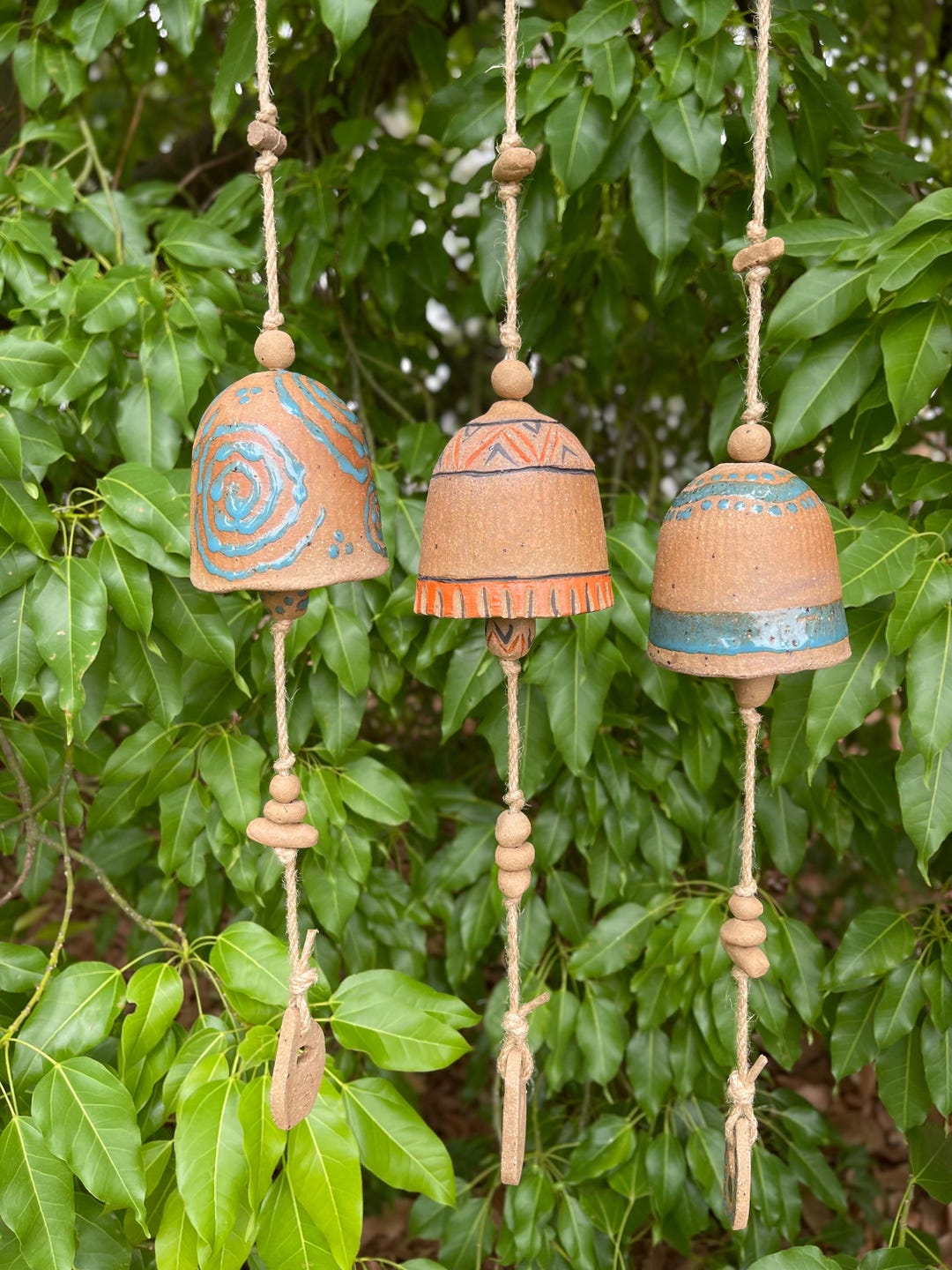 Pottery / Ceramic Bell, Wind Chime, Earthy and Natural Clay. Garden Art ...