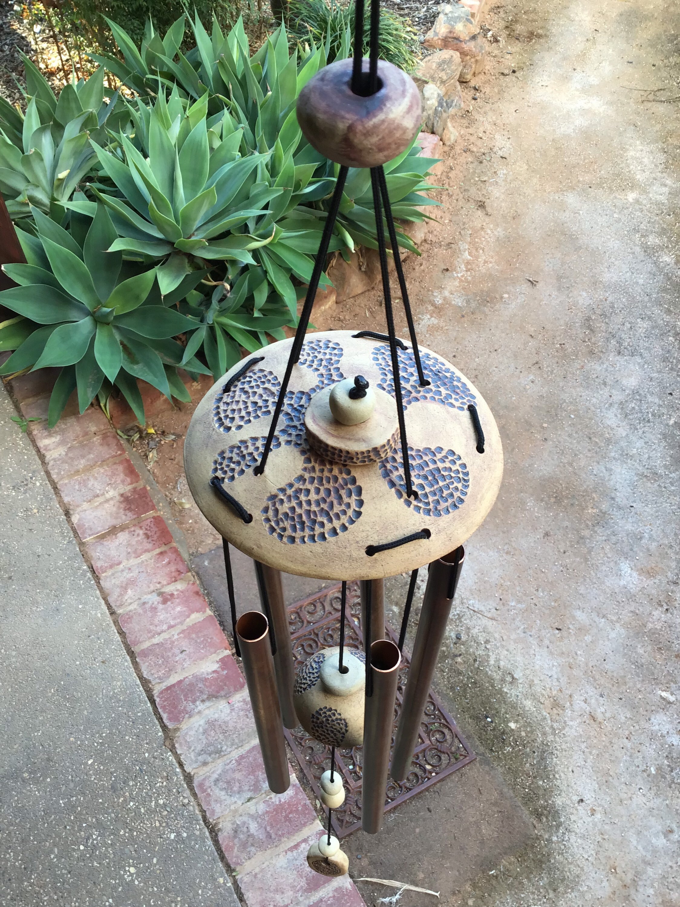 Large Pottery and Copper Pipe Wind Chime. Natural & Earthy. - Etsy