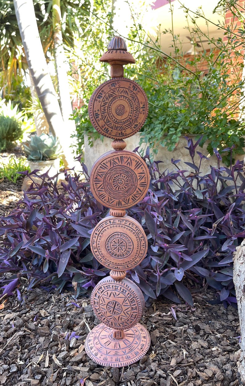 Pottery Totem Pole, Yard Art, Garden Sculpture. Earthy and Natural ...