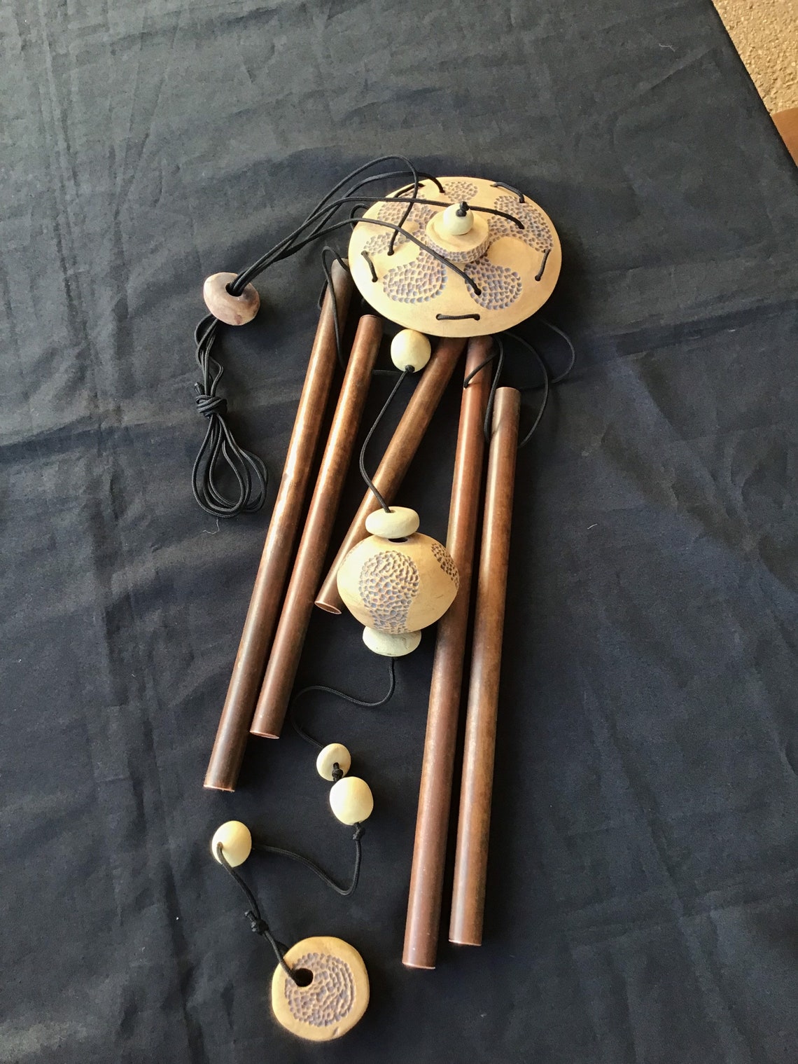 Large Pottery and Copper Pipe Wind Chime. Natural & Earthy. - Etsy