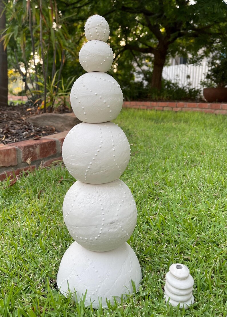 White Pottery Totem Pole, Yard Art, Garden Sculpture. Elegant, Earthy ...