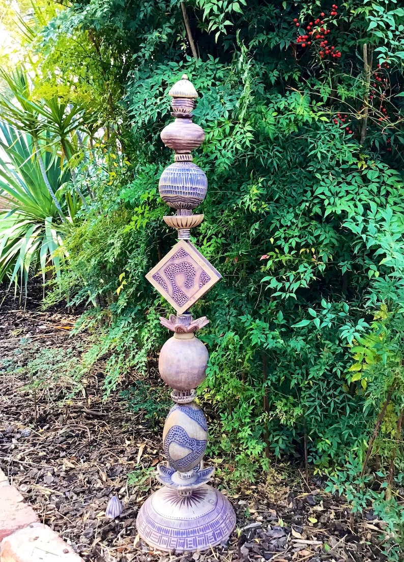 Pottery Totem Pole Yard Art Garden Sculpture. Earthy and - Etsy