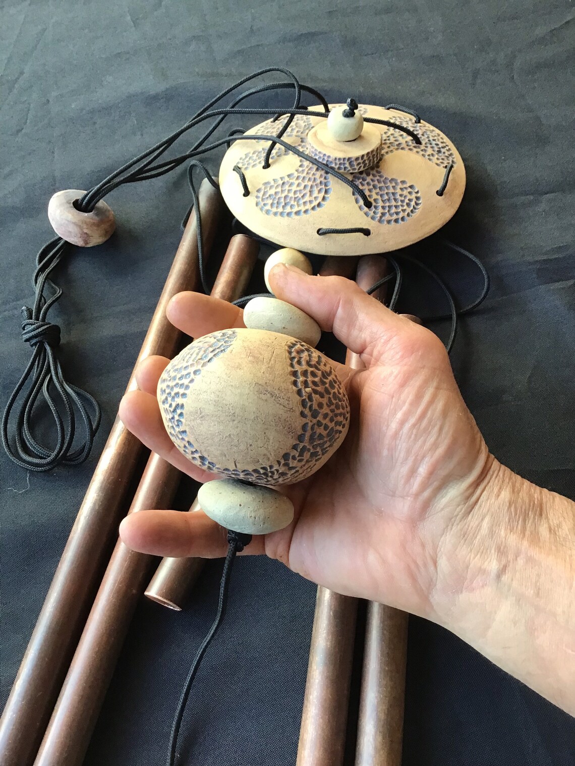 Large Pottery and Copper Pipe Wind Chime. Natural & Earthy. - Etsy