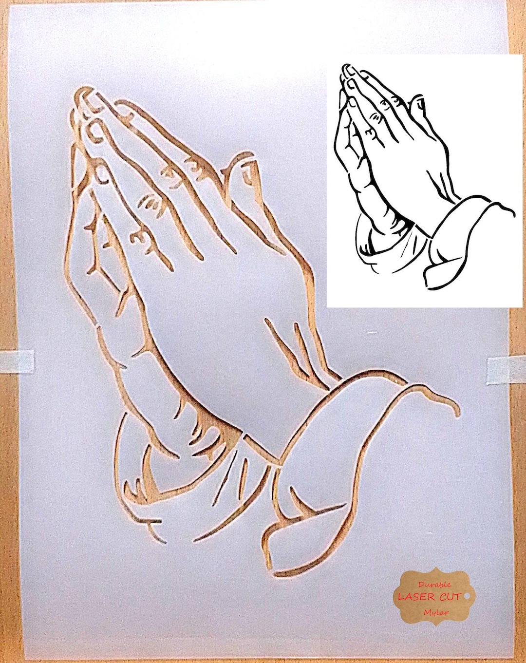 Praying Hands Stencil Airbrush Art Stencil Prayer Artist Template Mylar ...