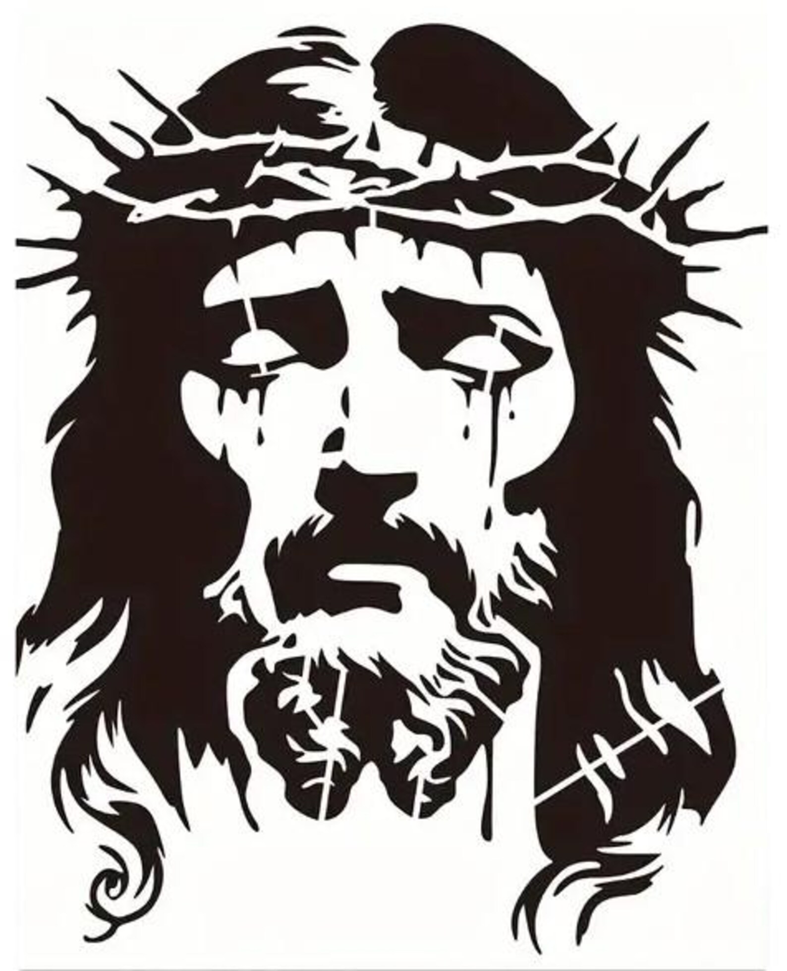 Jesus Stencil With Crown of Thorns Airbrush Stencil Artists Christian ...