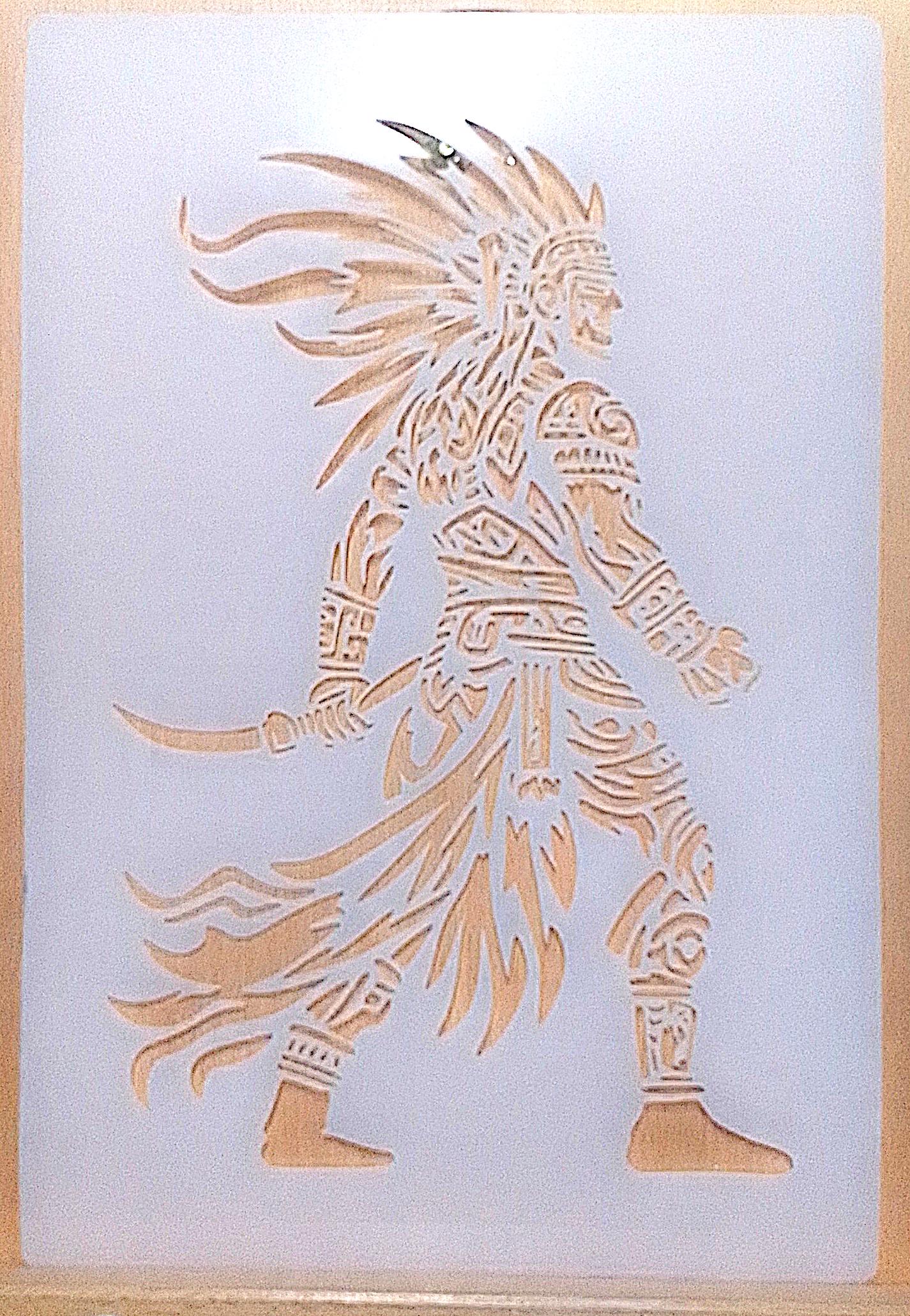 Aztec Warrior Stencil Airbrush Art Stencil Aztec Artist Template ...