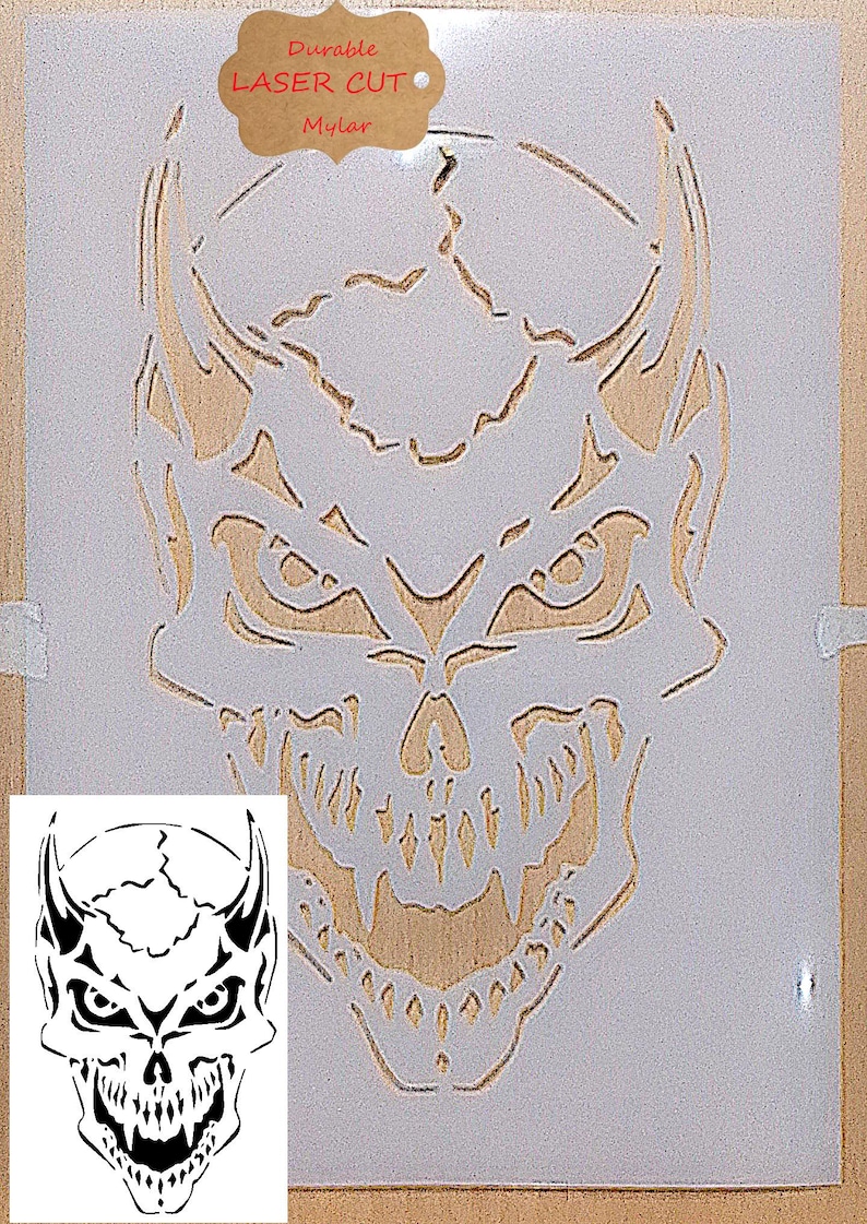 Devil Skull Airbrush Art Stencil Available in 3 Sizes Mylar Ships ...