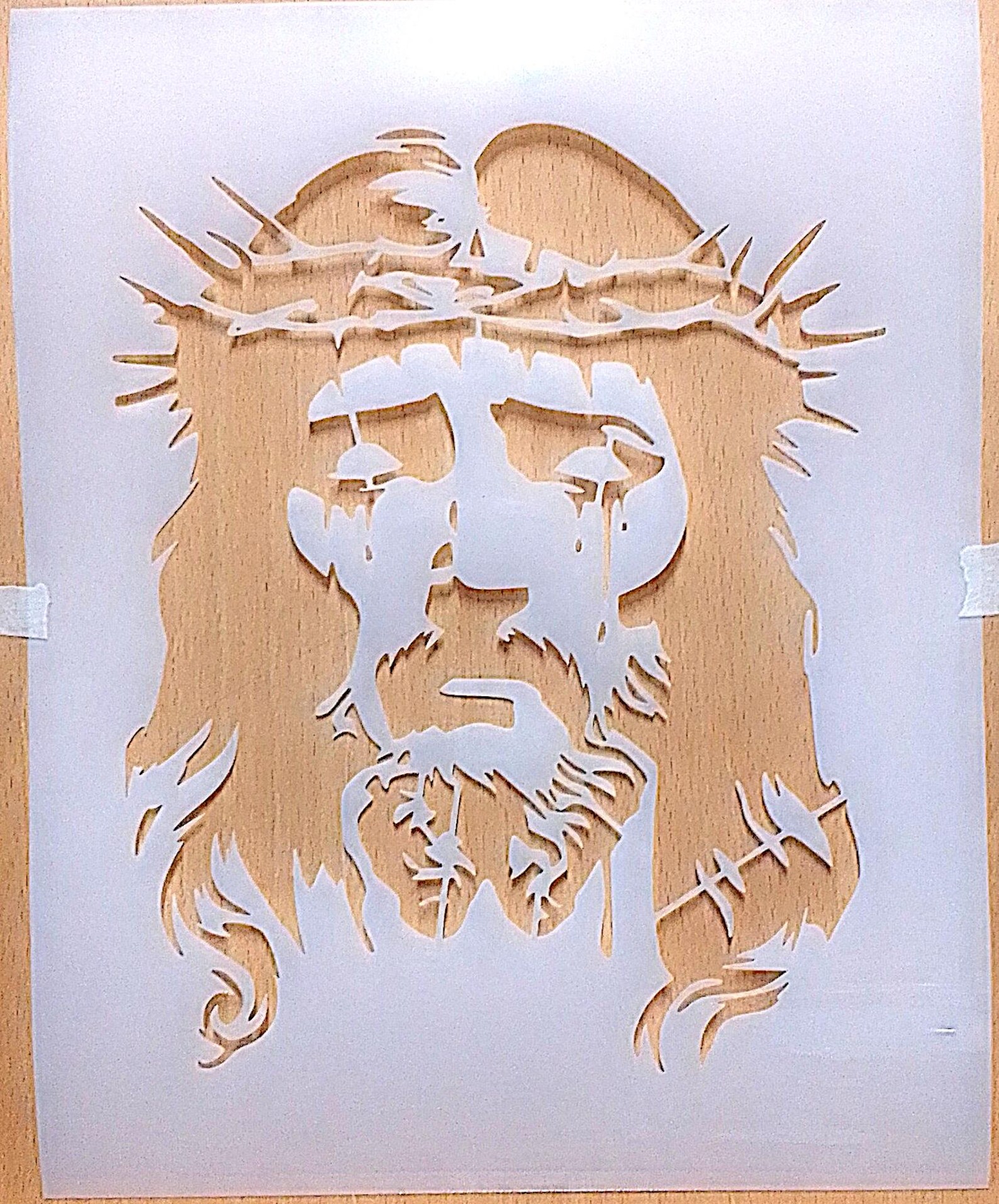 Jesus Stencil With Crown of Thorns Airbrush Stencil Artists Christian ...