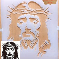 Jesus Stencil With Crown of Thorns Airbrush Stencil Artists Christian ...
